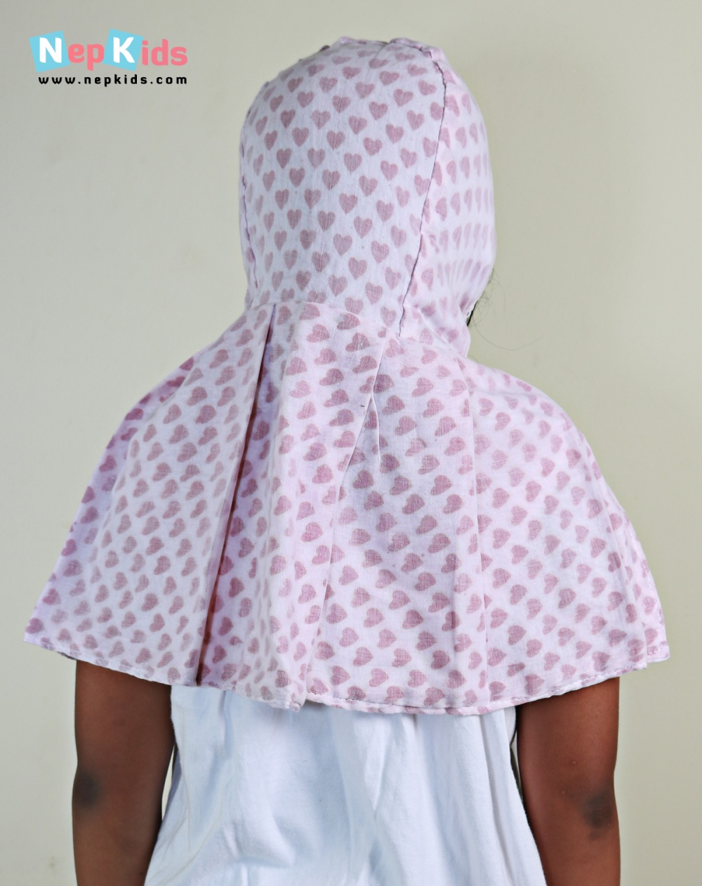 Red Heart Shawl Attached Dhaka Furke Topi (Cap)-For Winter || NEPKIDS